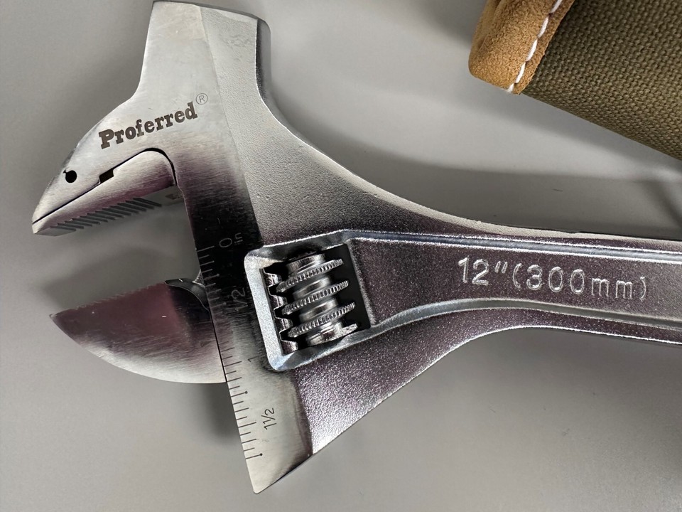 12",CHROME FINISH PROFERRED MINING ADJUSTABLE WRENCH W/ HAMMER | eBay