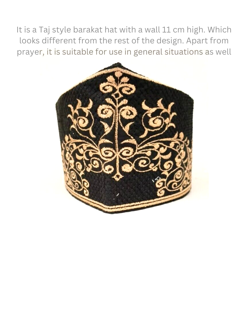 Taj Cap Cotton Black' Barkati Topi Muslim Prayer Hat perfect for Nimaz ...