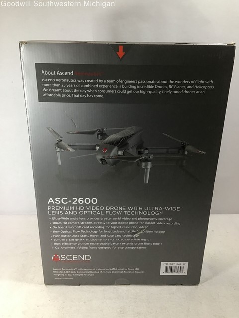 Ascend Aeronautics ASC-2600 Premium HD Video Drone 1080P Camera for ...