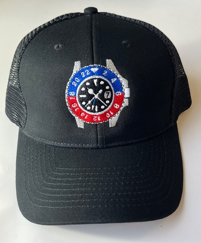 Glow in the Dark Embroidered Blue & Red GMT Watch Mesh Black Trucker ...