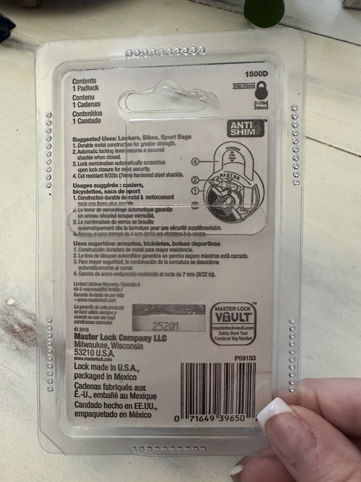 Combination Master Lock 1500D 3/4" Anti Shim Combination Lock For ...