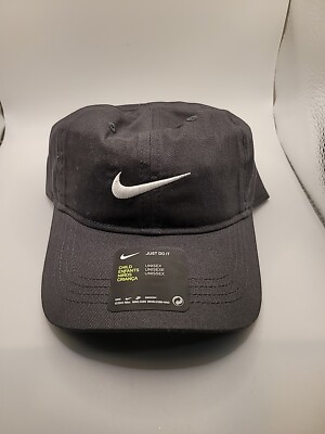 Nike Boy's Swoosh Baseball Cap Hat Adjustable Anthracite & White New ...