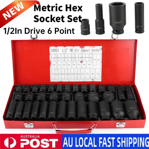 10-32mm 1/2' Drive Deep Impact Sockets Set Long Thin Wall 10Metric ...