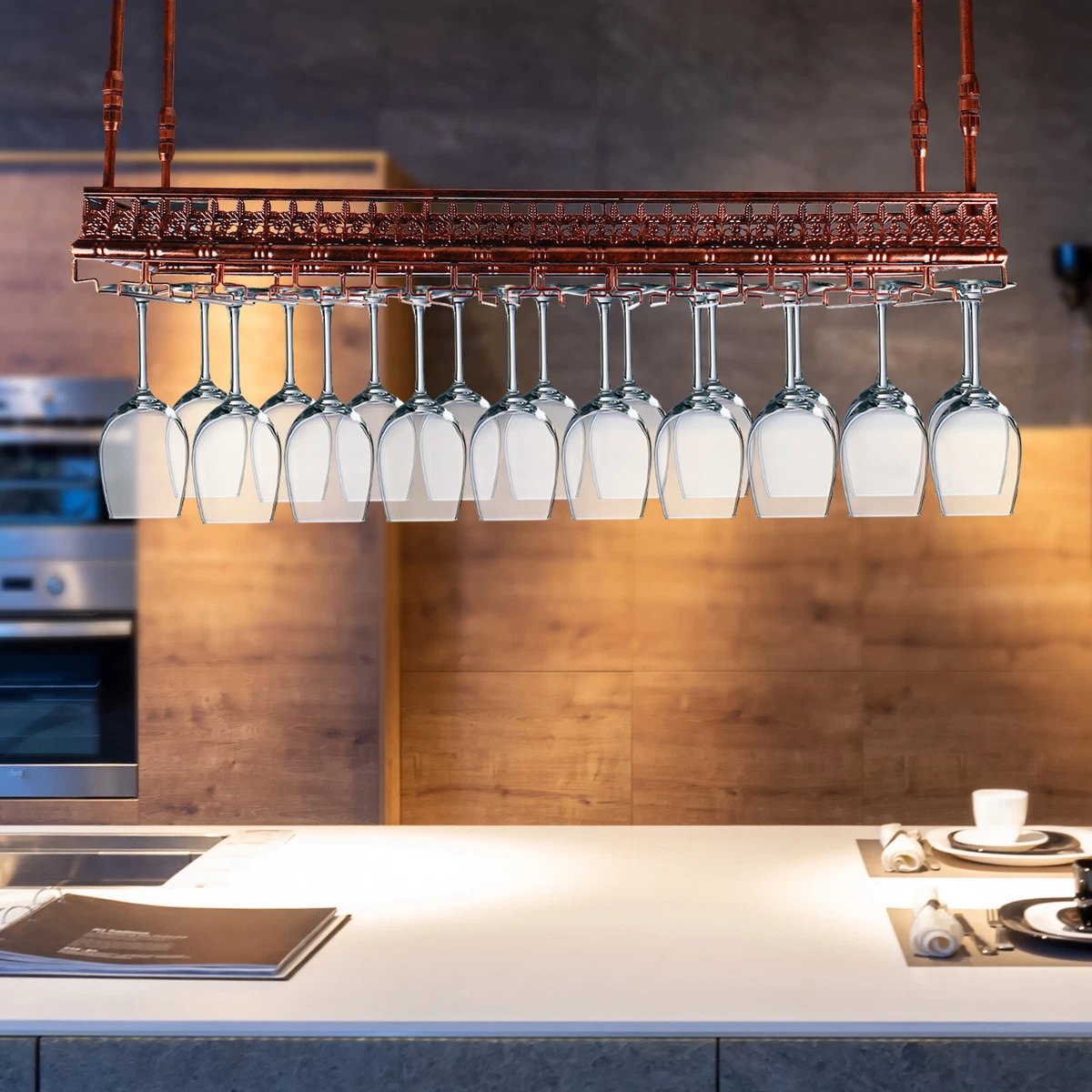 Ceiling Hanging Wine Glass Rack | Shelly Lighting