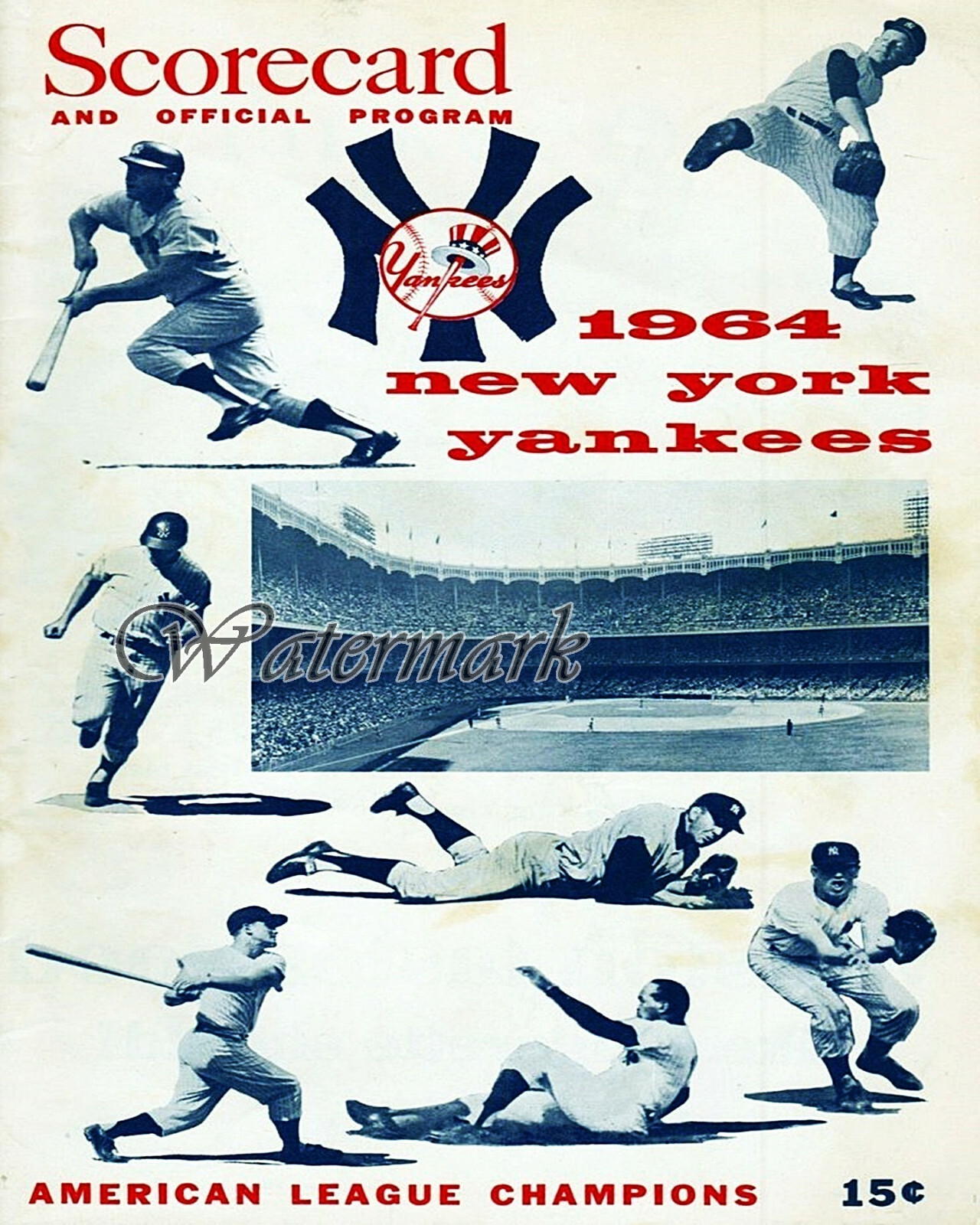 MLB 1964 New York Yankees Scorecard REPRINT Mantle 8 X 10 Photo Picture ...