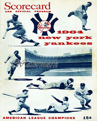 MLB 1964 New York Yankees Scorecard REPRINT Mantle 8 X 10 Photo Picture ...