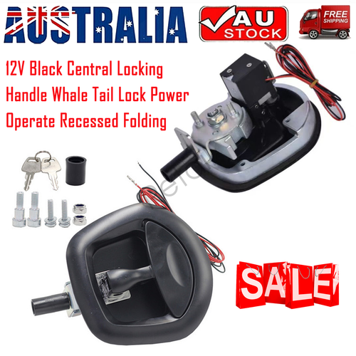12V Black Central Locking Handle Whale Tail Lock Power Operate Recessed ...