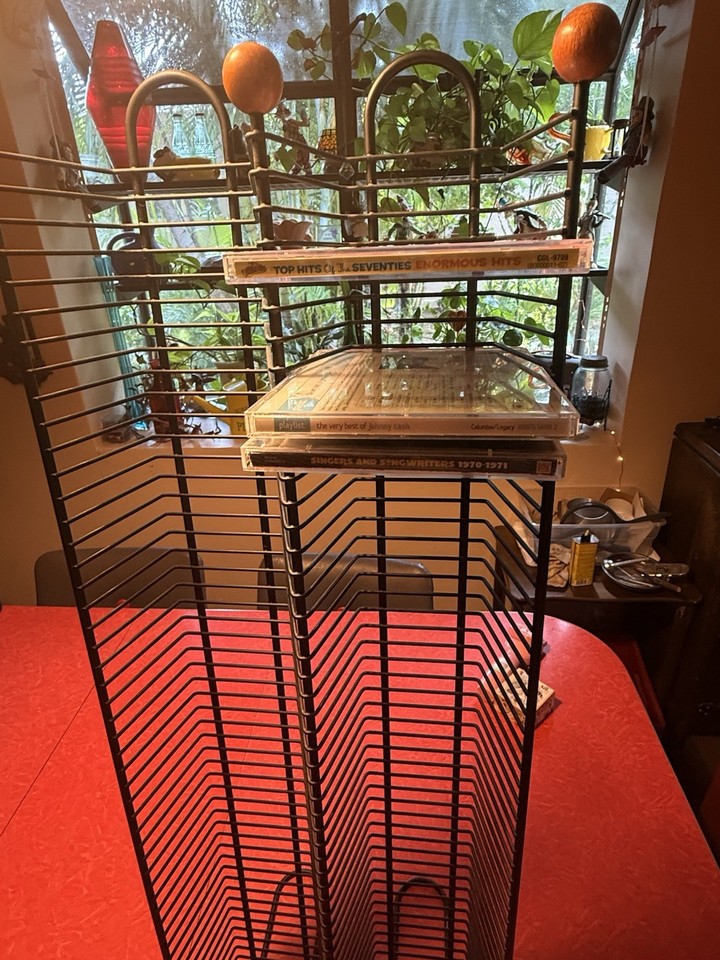Vintage Black Wire CD Tower Rack Stand Holds 100 CDs 32” Tall Y2K Media ...