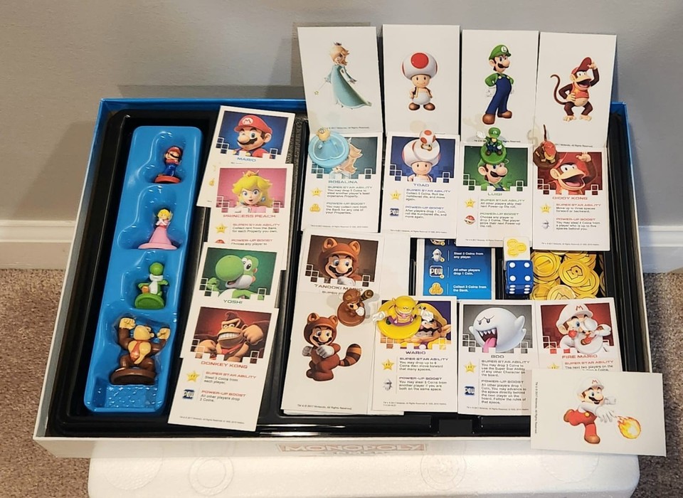Monopoly Gamer Super Mario Bros Edition Complete w/7 Power Pack Tokens ...