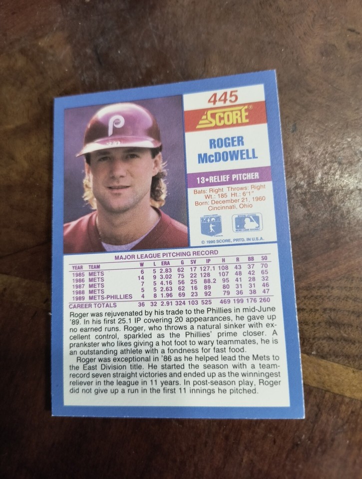 ROGER McDOWELL 1990 SCORE #445 FREE SHIPPING | eBay