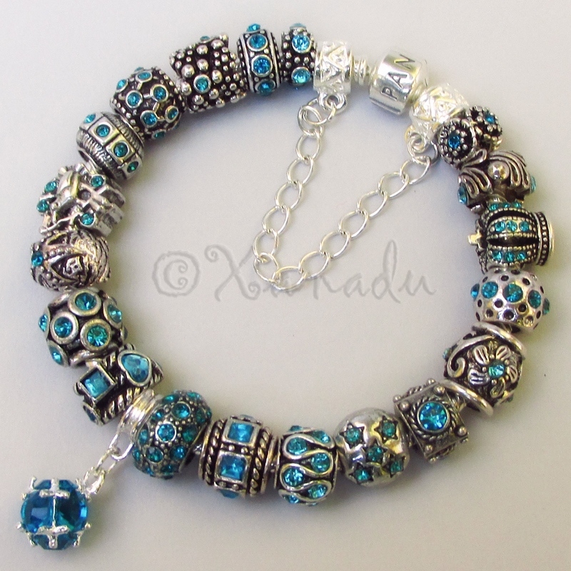 Genuine Sterling Silver Pandora Bracelet w December Birthstone Blue ...