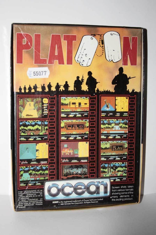 PLATOON OCEAN + MUSIC CASSETTE GIOCO USATO COMMODORE 64 ED INGLESE FR1 ...