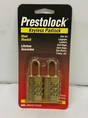 Prestolock Steel Shackle Keyless Combination Padlocks Color Gold (2 ...