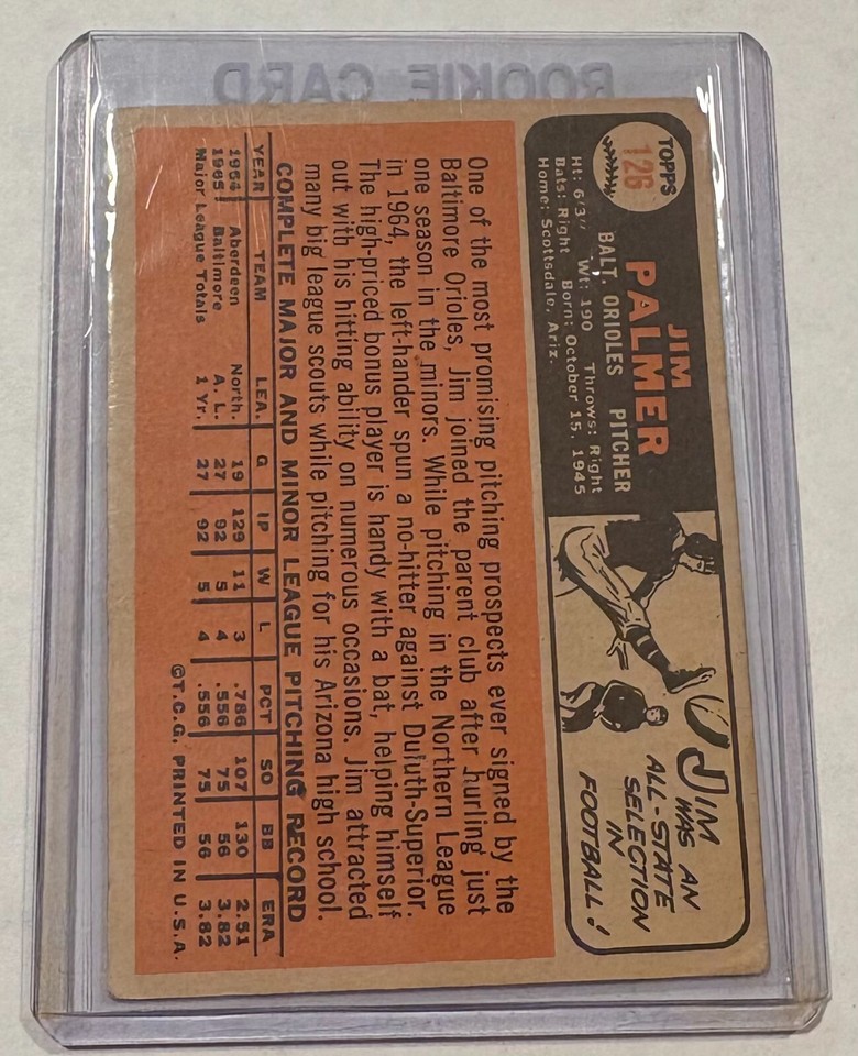 1966 Topps #126 – Jim Palmer Rookie Card – Baltimore Orioles HOF | eBay