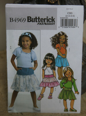 * BUTTERICK * GIRLS SHRUG TOP SKIRT SEWING PATTERN * #B4969 * ~ SIZE ...