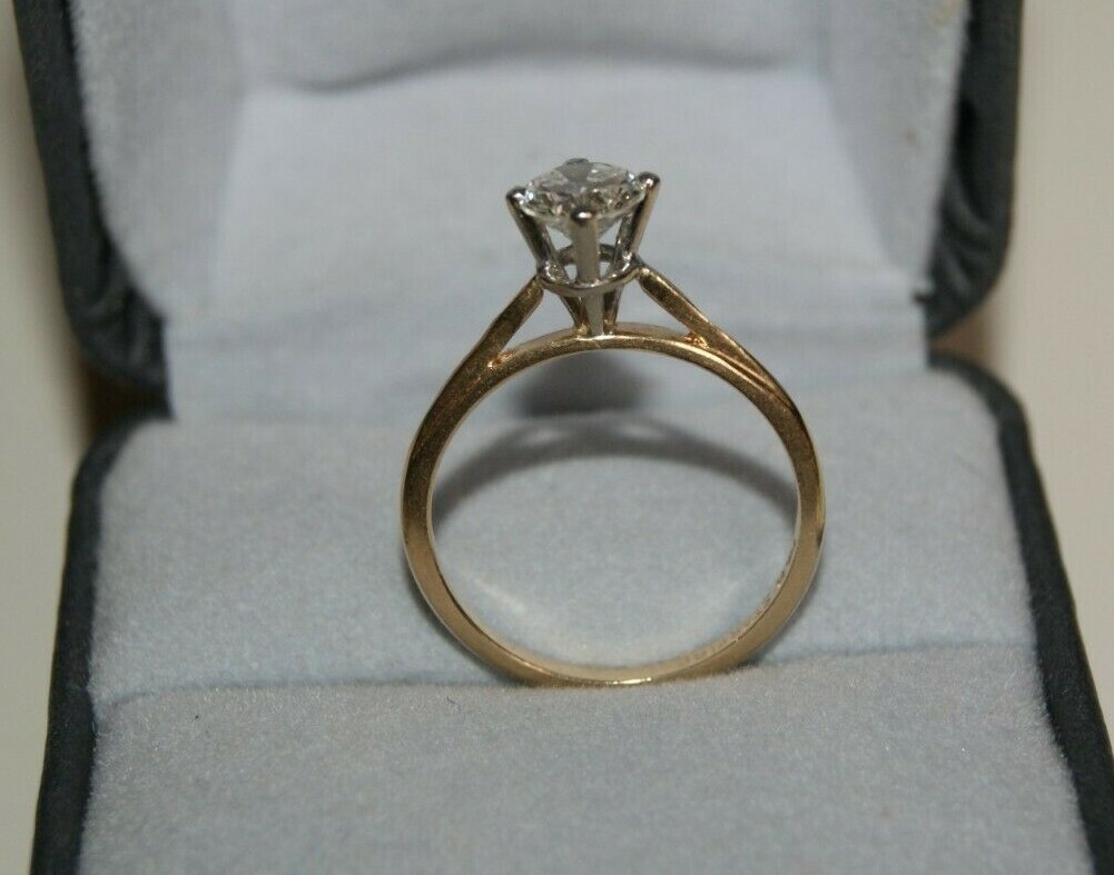 Stunning 14k Gold Diamond Solitaire Ring Color E Starfire Engagement ...