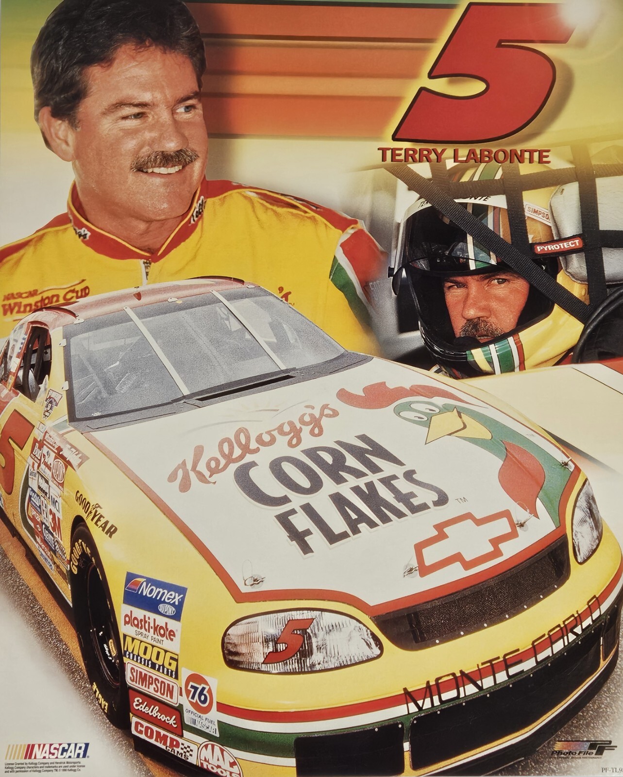 VINTAGE POSTER ~ Terry Labonte #5 1998 PF-TL98 Photo File Kellogg's ...
