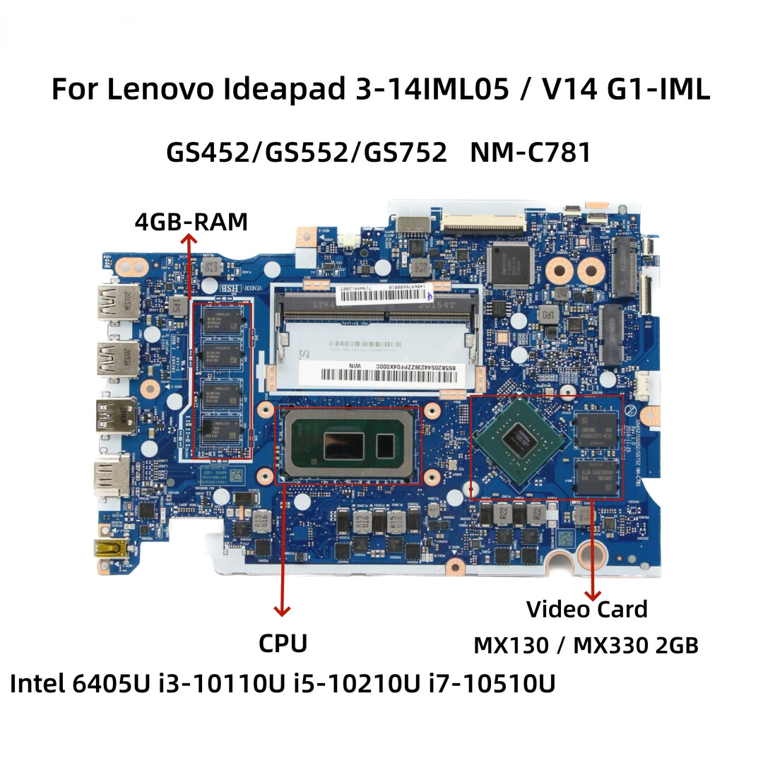 NM-C781 For Lenovo ideaPad V14 G1 3-14IML05 Motherboard 5405/6405U i3 ...