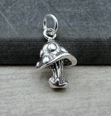 925 Sterling Silver Mushroom Charm - 3D Mushroom Pendant - Shroom Charm ...