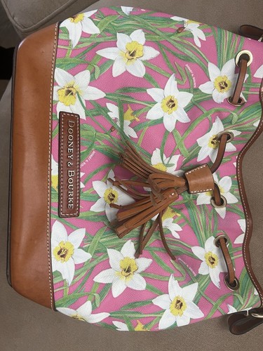 Authentic Dooney & Bourke Pink Daffodil Botanical Collection Drawstring ...