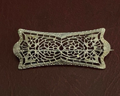 Antique Ornate Edwardian Silver Filigree Bow Form Pin 💗 | eBay