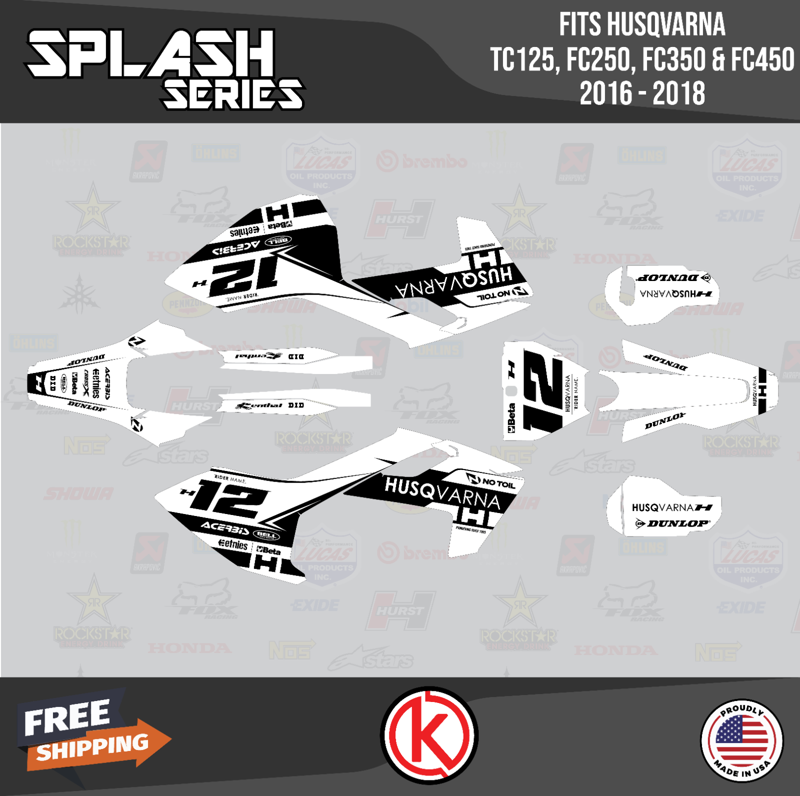 Graphics Kit for Husqvarna TC125 FC250 FC350 FC450 2016 2017 2018 ...