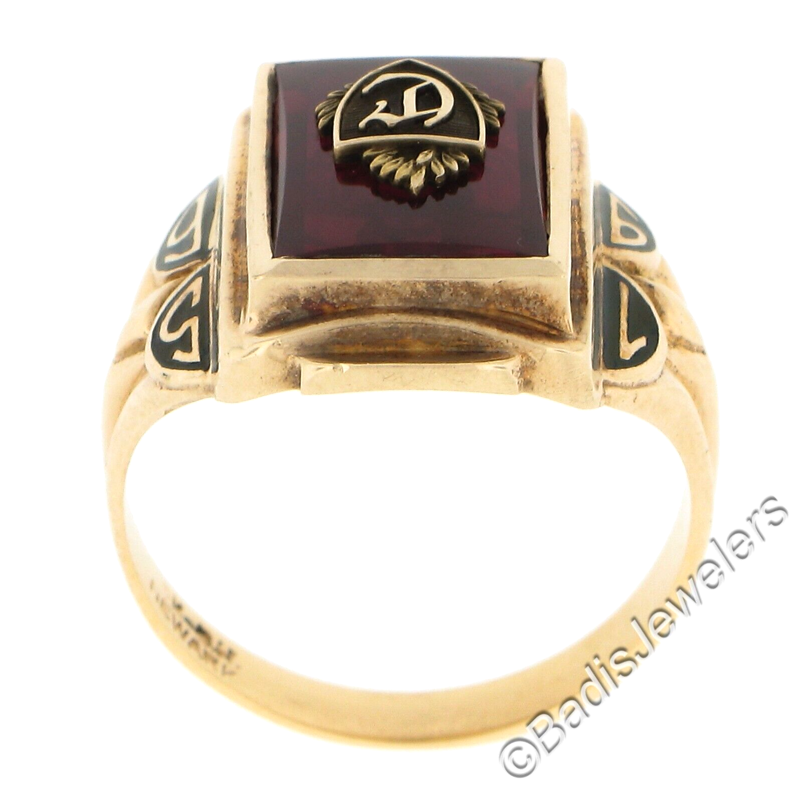 Collectible Vintage 10k Yellow Gold Red Stone Enamel Detailed 1956 ...