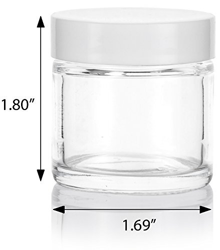 Clear Glass Straight Sided Jar With White Smooth Lined Lids 1 Oz / 30 ...