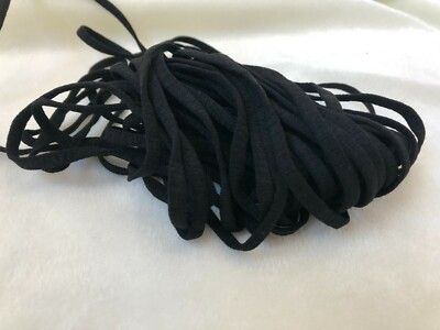 Black Elastic Earloop, Soft Flat Ear Loop Cord Tie -50 Yd 1/4 " 5mm ...