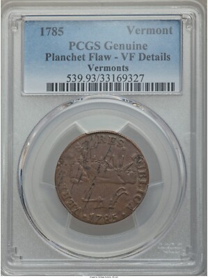 1785 Vermont Landscape Copper VERMONTS RR-2 PCGS VF Details Cert ...