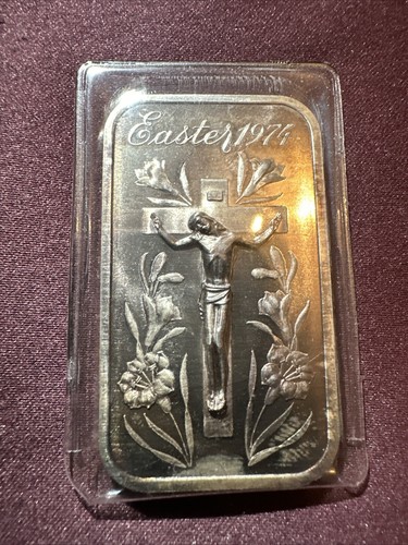 Easter 1974 Jesus On The Cross Vintage 1oz 999 Silver Art Bar Madison ...