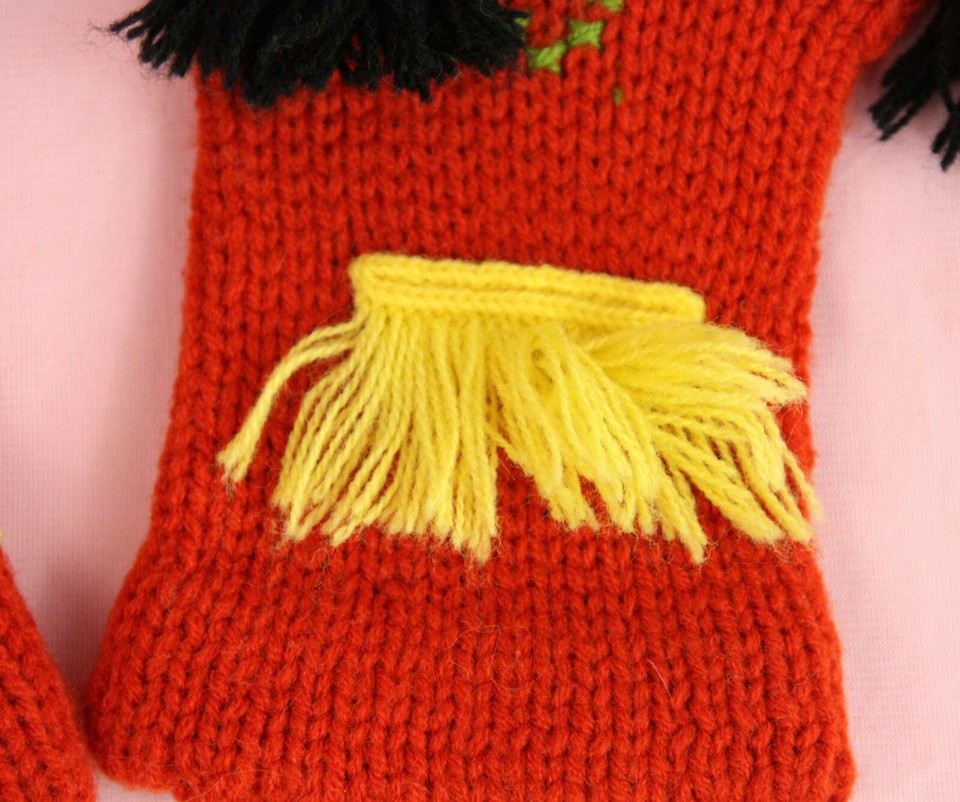 Vintage 1960s Girls Indian Native American Knit Puppet Mittens w Googly ...