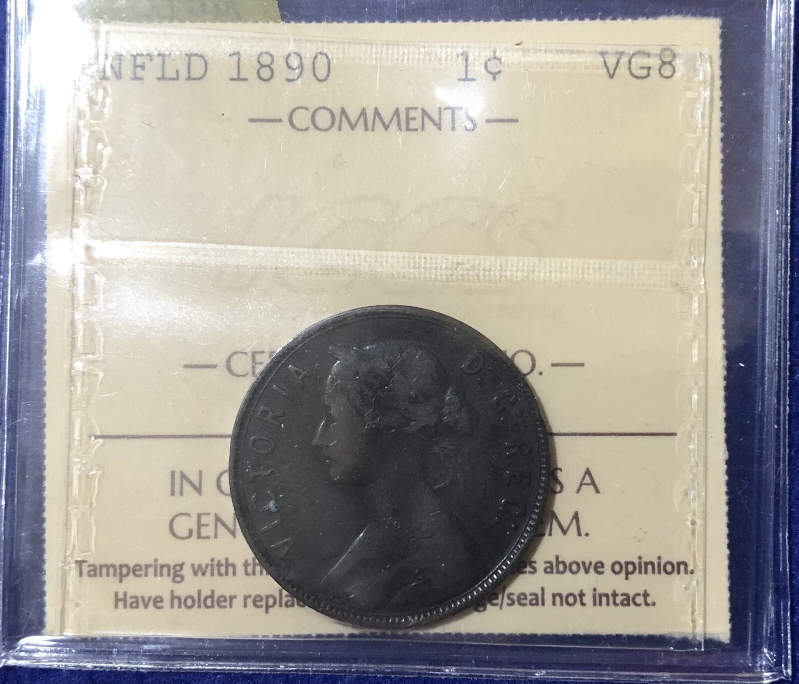 [119] 1890 Newfoundland Bronze 1 Cent - Victoria Brilliant Exact Coin ...