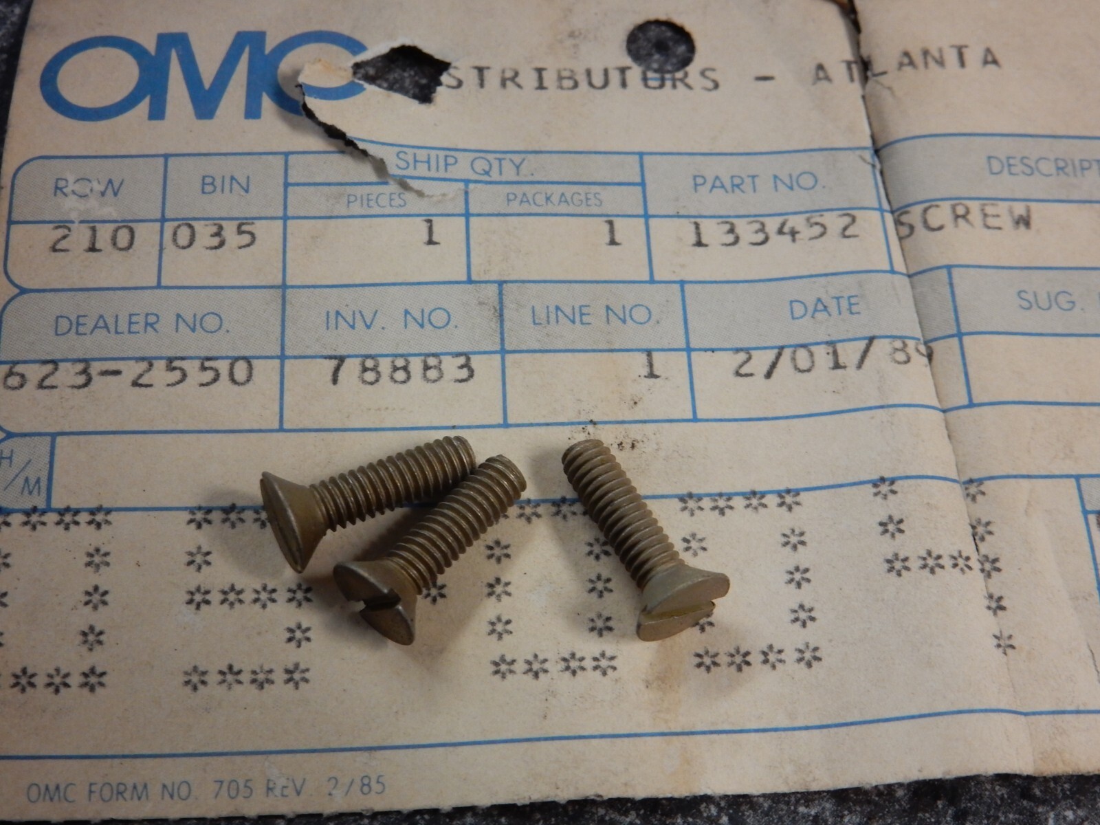 NOS Johnson OMC Screws 133452 QTY3 | eBay