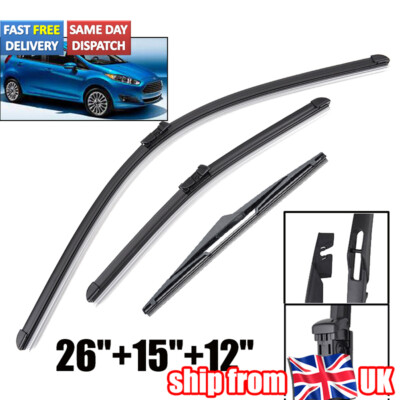Front Rear Wiper Blades For Ford Fiesta 2009 2010 2011 2012 2013 2014 ...