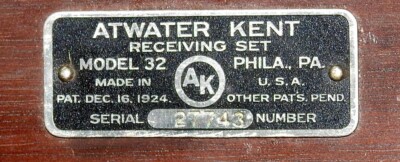 Broadcasting History a Vintage Atwater Kent mod 32 TFT Radio, with All ...