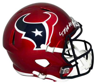 TANK DELL AUTOGRAPHED HOUSTON TEXANS RED FULL SIZE SPEED HELMET BECKETT ...