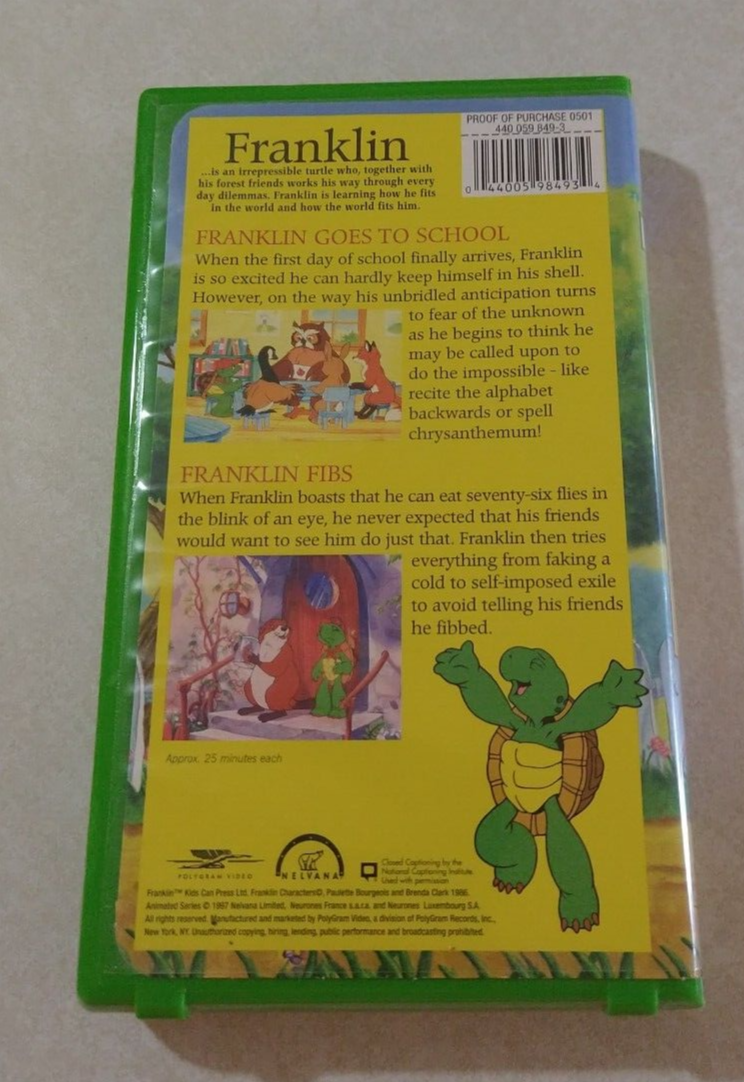 Franklin Goes To School VHS 1997 Children’s Nelvana Turtle Kids Video ...