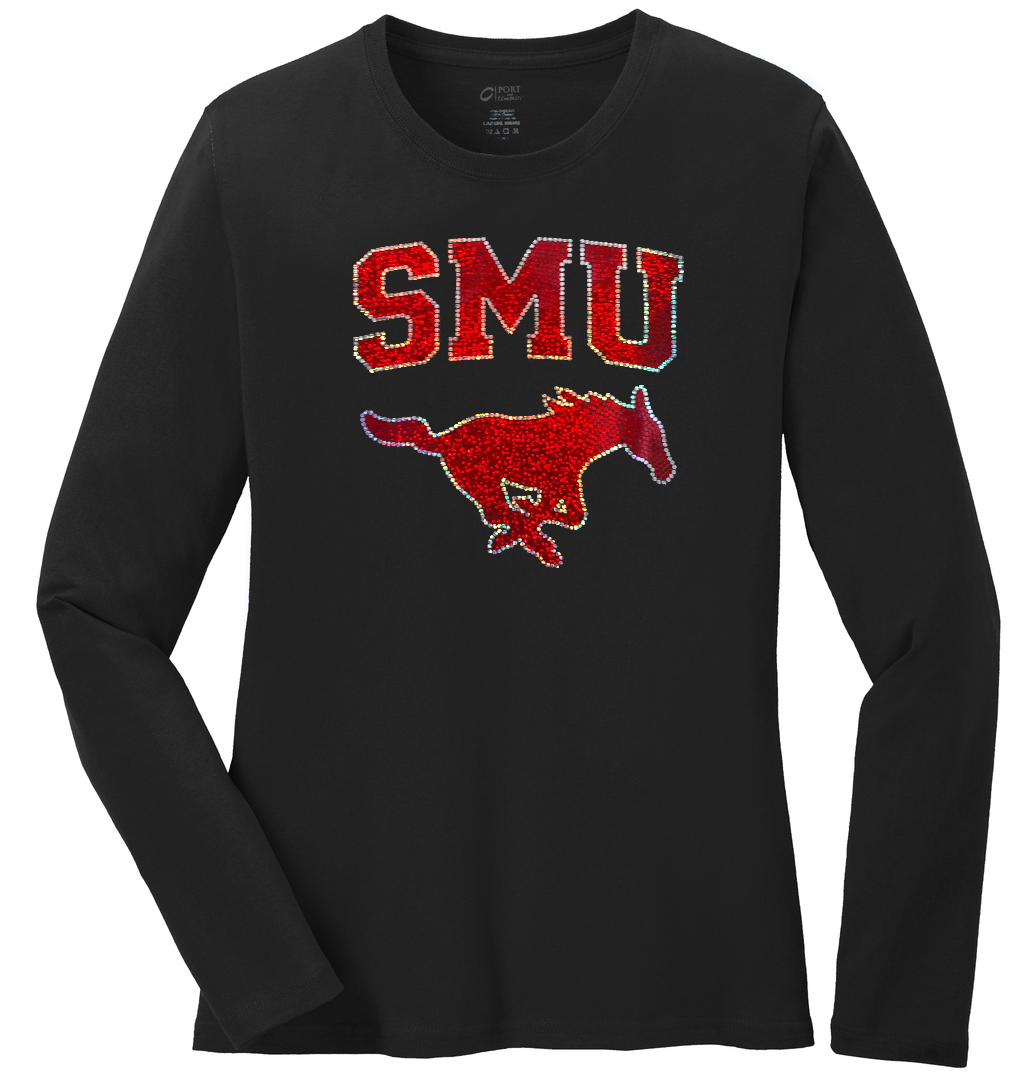 Women's Southern Methodist University SMU Ladies Bling Long Sleeve T ...