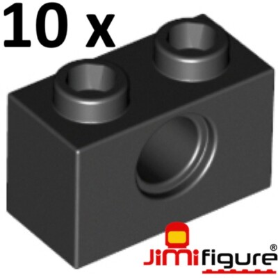NEW 10 x LEGO Technic Brick 1x2 with Hole Black 3700 Genuine Bulk Lot ...