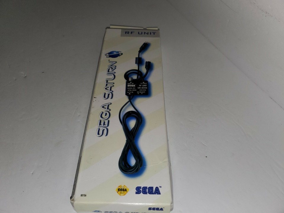 NEW W/CREASED BOX OFFICIAL SEGA SATURN RF RFU TV CORD SWITCH CABLE ...
