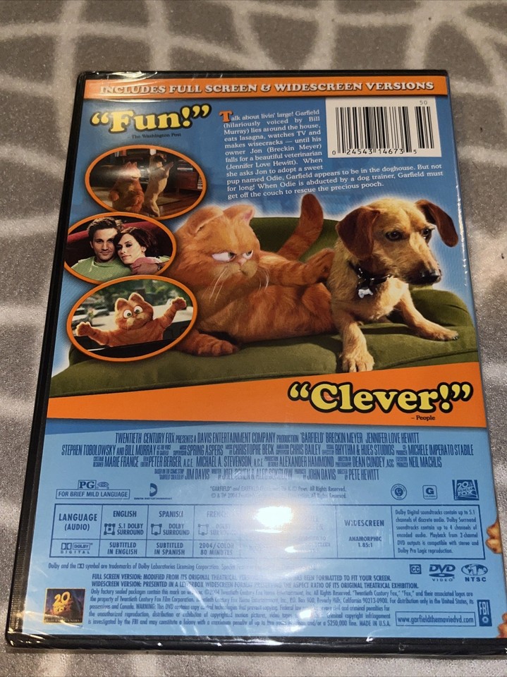 GARFIELD THE MOVIE DVD FULL SCREEN & WIDESCREEN NEW SEALED 24543146735 ...