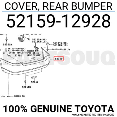 5215912928 Genuine Toyota COVER, REAR BUMPER 52159-12928 | eBay