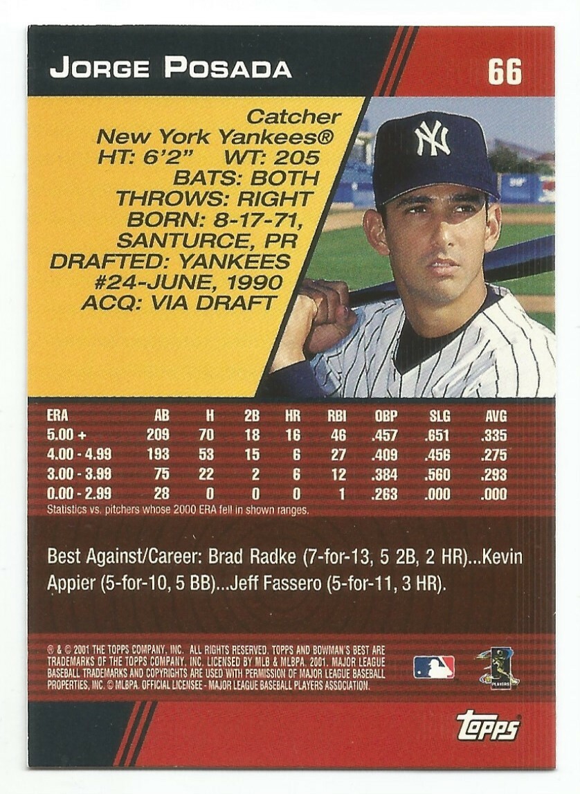 2001 Bowman's Best - Jorge Posada #66 for sale online | eBay