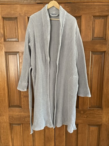 Brooklinen Waffle Knit Belted Robe Gray 100% Cotton Women’s Size M/L | eBay