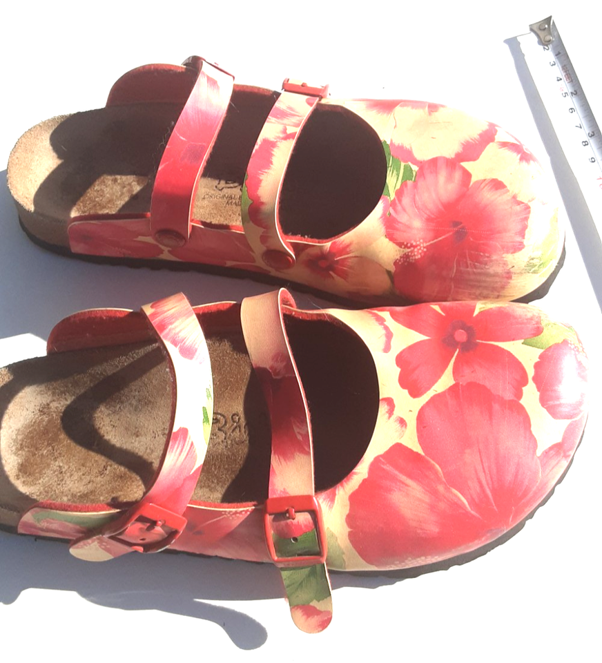 Birkenstock Birki's Dorian Clog Mule Red Floral Pattern Women's Size 6 ...