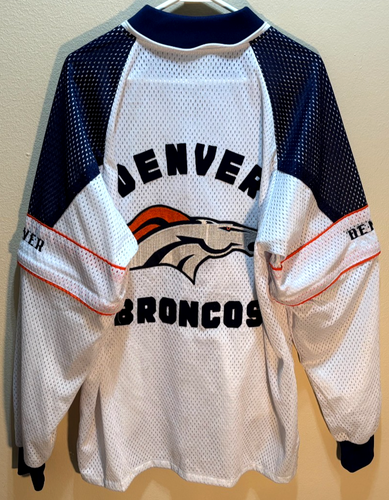Denver Broncos NFL Mesh Removable Sleeves Zip Team Vintage Logo Sewn ...
