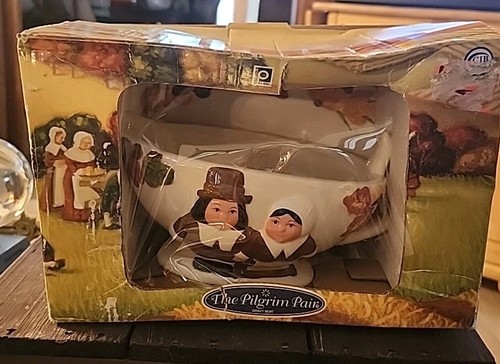 Publix “The Pilgrim Pair” Thanksgiving in Collectible Box, Gravy Boat w ...