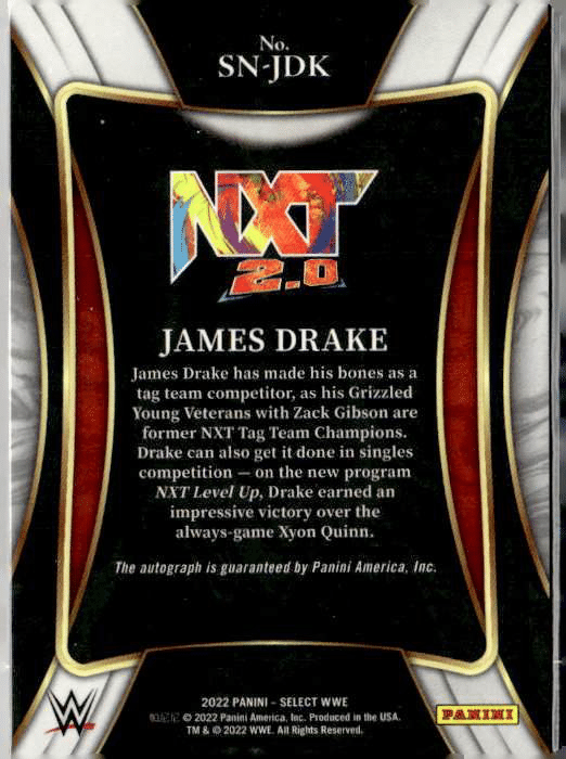 2022 Select WWE Signature Selections #SNJDK James Drake (Jagger Reid ...