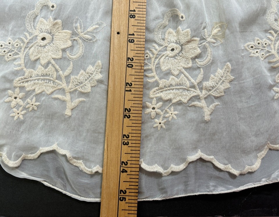 Angela Moda Top Womens S Ivory Embroidered Floral Silk 3/4 Sleeve Sheer ...